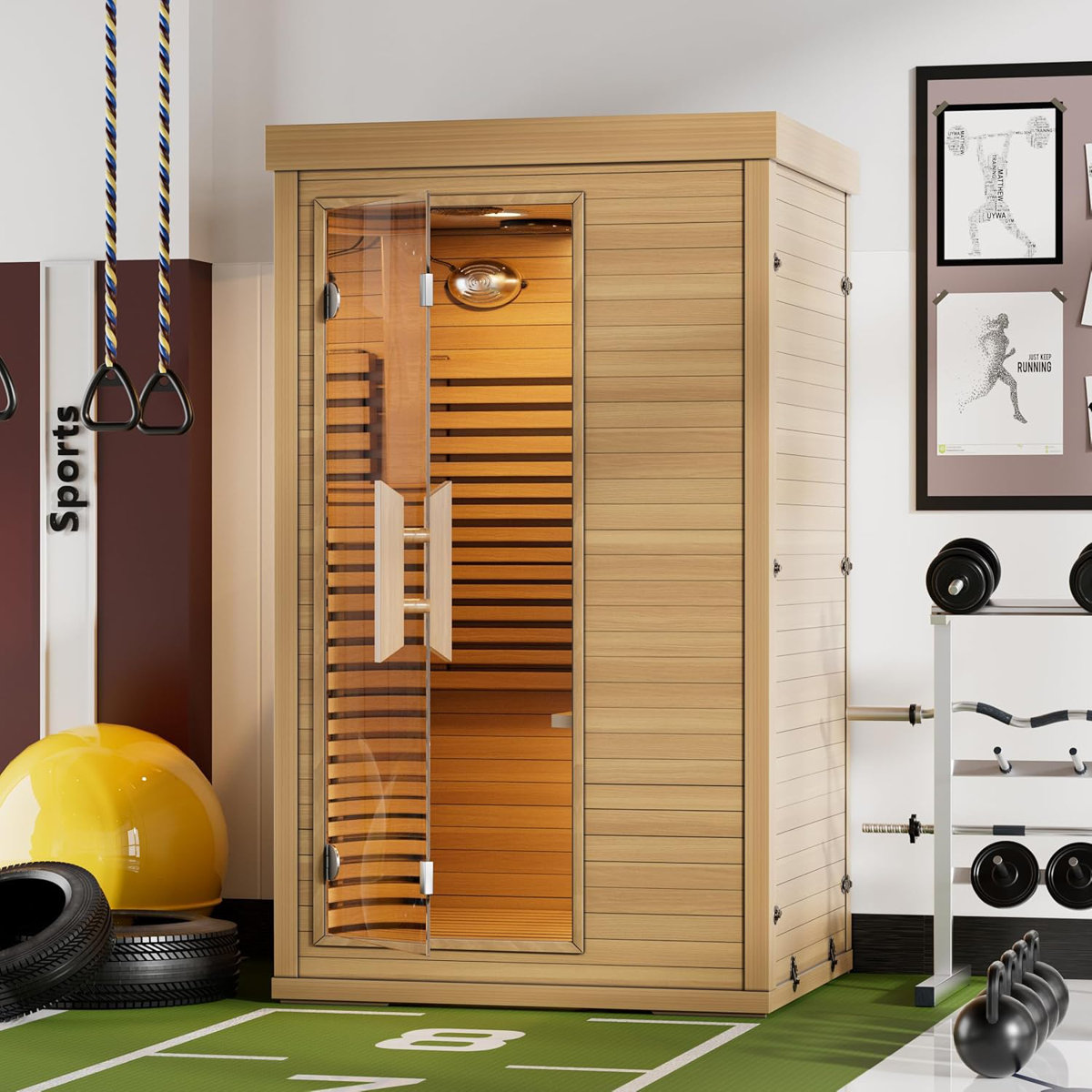 HTOCINQ Far Infrared Sauna Home Sauna Spa Room, 1000w Low Emf Hemlock Wood Indoor Saunas | Wayfair
